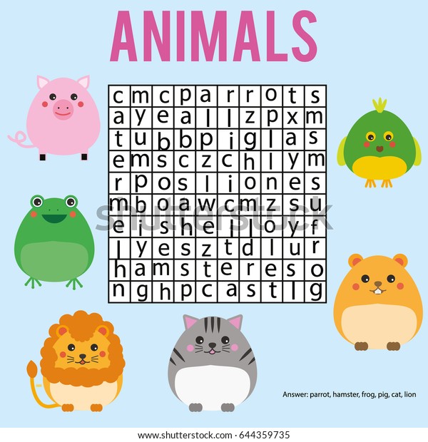 Educational Children Game Word Search Puzzle Stock Vector (Royalty Free ...
