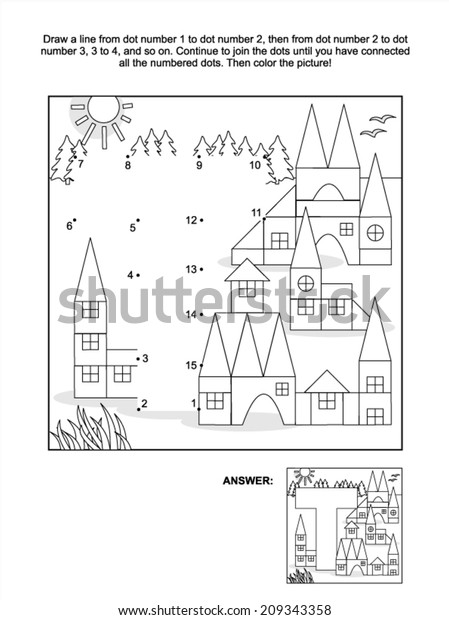 Educational Connect Dots Picture Puzzle Coloring Stock Vector (Royalty ...