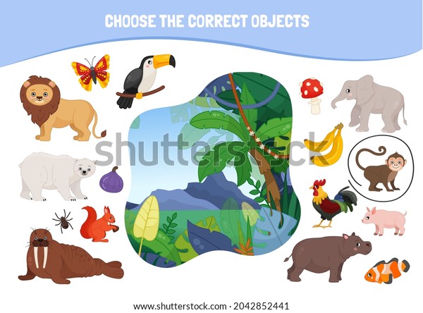 Educational Game Children Cartoon Cute Animals Stock Vector (Royalty ...