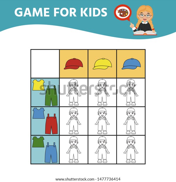 Educational Game Children Color Clothes According: Stock-Vektorgrafik ...