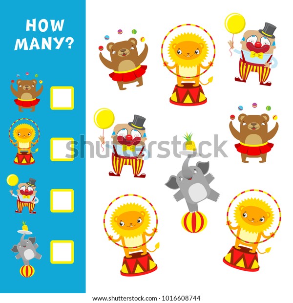 Educational Game Children How Many Circus Stock Vector (Royalty Free ...