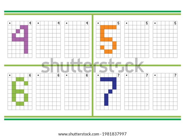 Educational Game Copying Duplicating Coloring Pixels Stock Vector ...