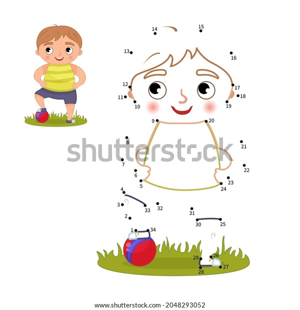 Educational Game Kids Dot Dot Game Stock Vector (Royalty Free ...