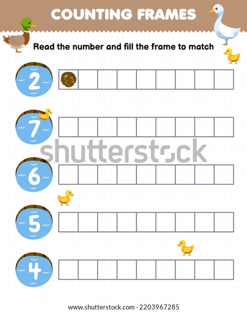 Educational Game Kids Read Number Fill Stock Vector (Royalty Free ...