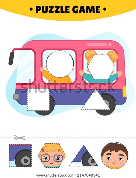 Educational Game Kids Study Geometric Shapes: стоковая векторная ...