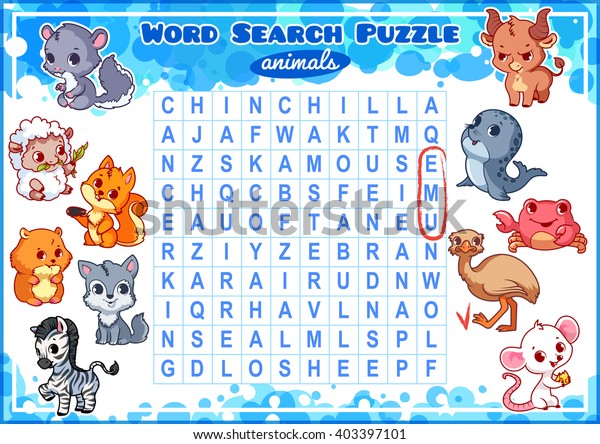 Educational Game Kids Word Search Word Stock Vector (Royalty Free ...