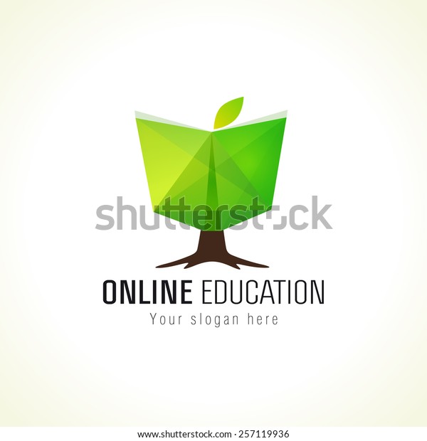 Educational Green Vector Logo Open Book Stock Vector (Royalty Free ...