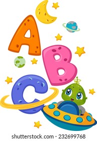 Educational Illustration Featuring Alien Spaceship Surrounded Stock ...