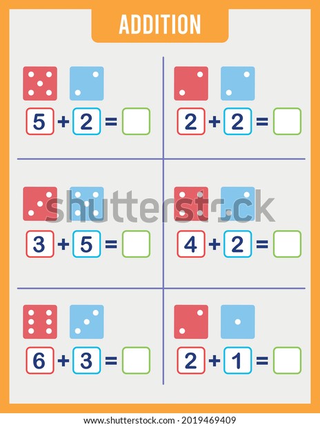 Educational Math Game Children Addition Preschool Stock Vector (Royalty ...