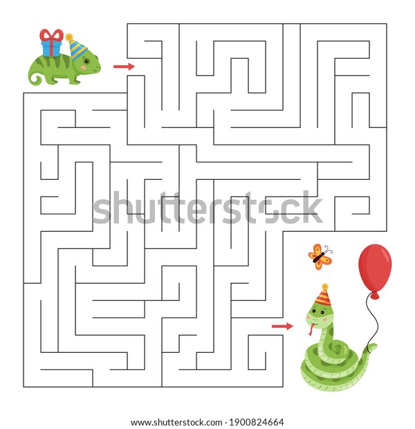 Educational Maze Game Chameleon Snake Birthday Stock Vector (Royalty ...