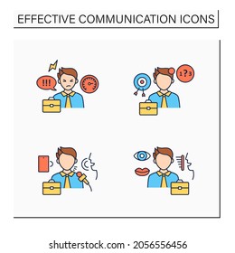 Effective Communication Color Icons Setineffective Verbal Stock Vector ...