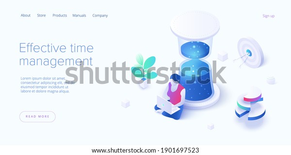 Effective Time Management Isometric Vector Illustration Stock Vector ...