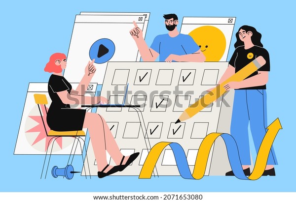 Effective Time Team Management Team Manages Stock Vector (Royalty Free ...