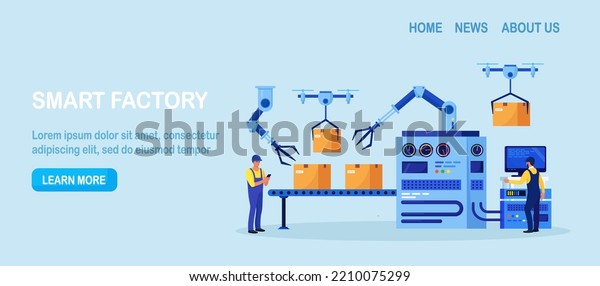 Efficient Smart Factory Workers Robotic Arm Stock Vector (Royalty Free ...
