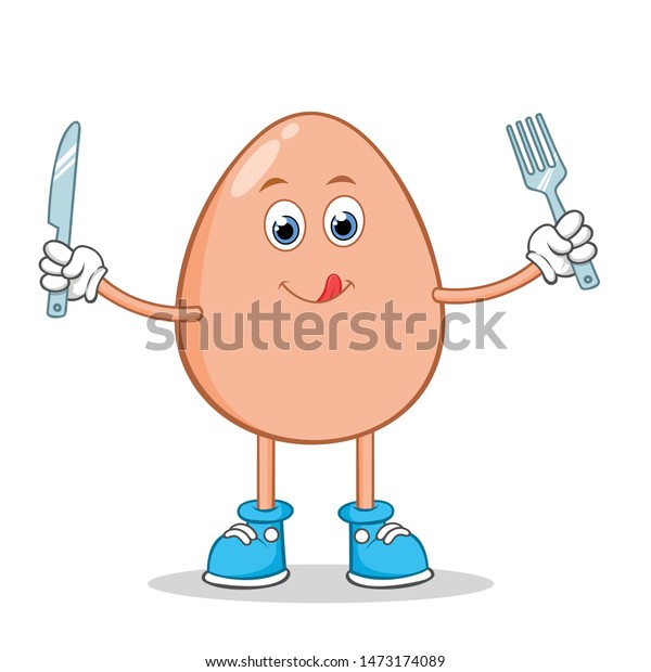 Egg Cartoon Mascot Character Licking His Stock Vector (Royalty Free ...