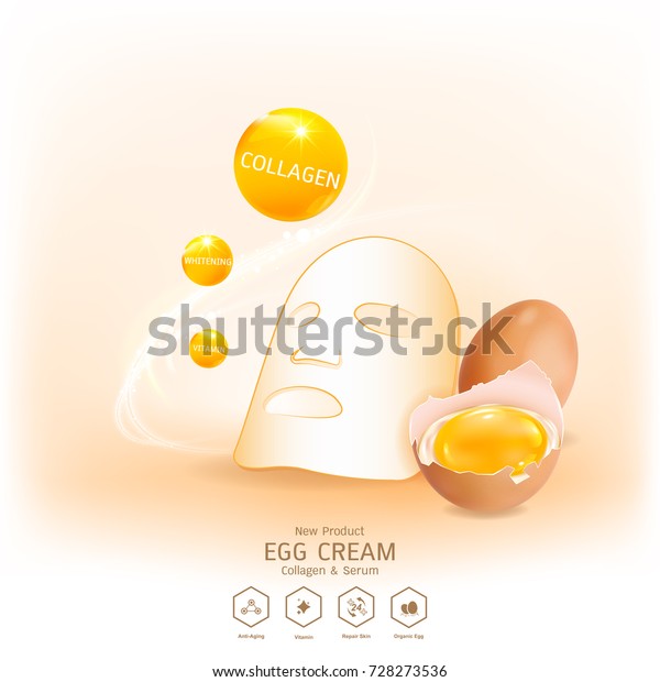 Egg Collagen White Serum Vitamin Background Stock Vector (Royalty Free ...