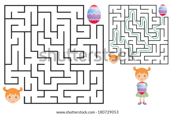 Egg Hunt Maze Kids Solution Vector Stock Vector (Royalty Free ...