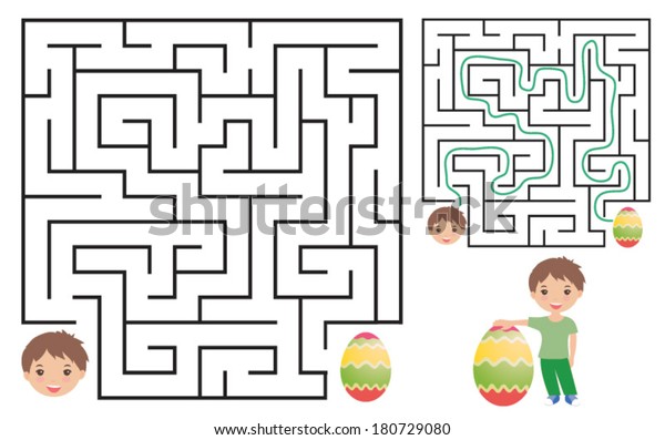 Egg Hunt Maze Kids Solution Vector Stock Vector (Royalty Free ...