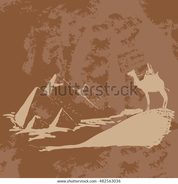 Egypt Egyptian Pyramids Sand Background Poster Stock Vector (Royalty ...