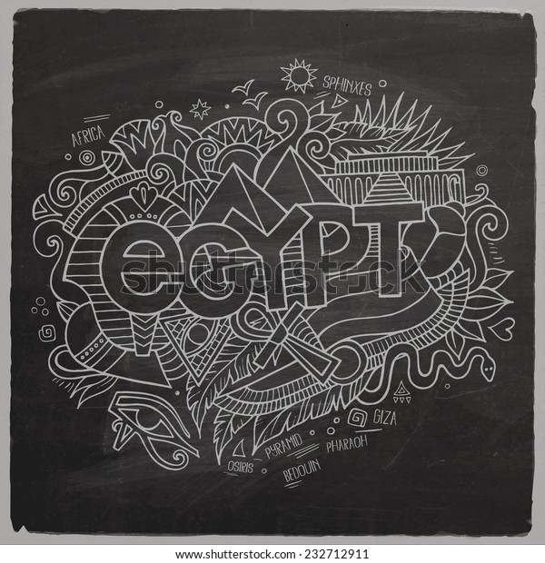 Egypt Hand Lettering Doodles Elements Background Stock Vector (Royalty ...