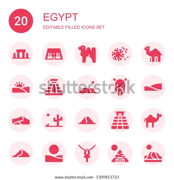 Egypt Icon Set Collection 20 Filled Stock Vector (Royalty Free ...