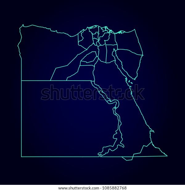 Egypt Map Blue Glitter Outline Sparkling Stock Vector (Royalty Free ...