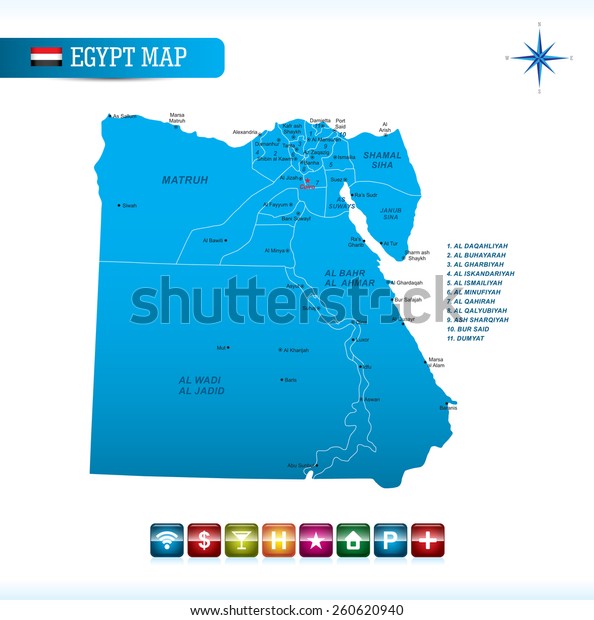 Egypt Map Navigation Icons Stock Vector (Royalty Free) 260620940 ...