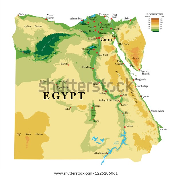 Egypt Physical Map Stock Vector (Royalty Free) 1225206061