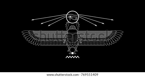 Egypt Sacred Scarab Pattern On Black Stock Vector (Royalty Free ...