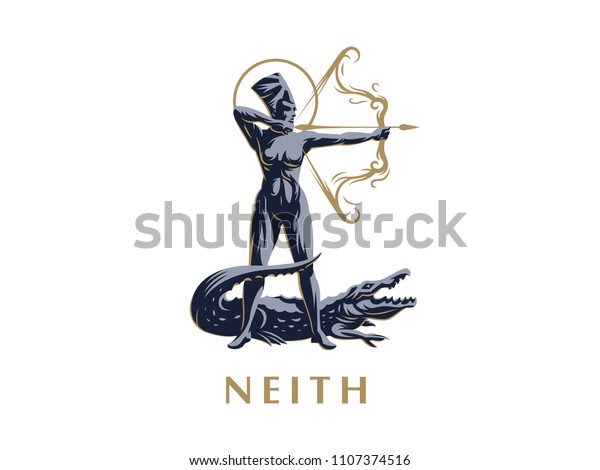 Egyptian Goddess Neith Vector Emblem Stock Vector (Royalty Free) 1107374516