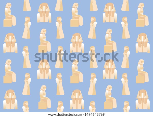 Egyptian Pharaohs Statues Seamless Pattern Flat: เวกเตอร์สต็อก (ปลอดค่า ...