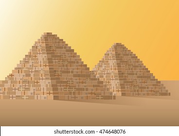 Egyptian Pyramids Carton Boxes Stock Vector (Royalty Free) 474648076 ...