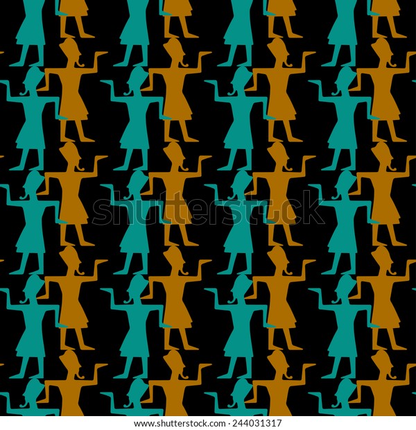 Egyptian Seamless Pattern Pharaohs Black Gold Stock Vector (Royalty ...
