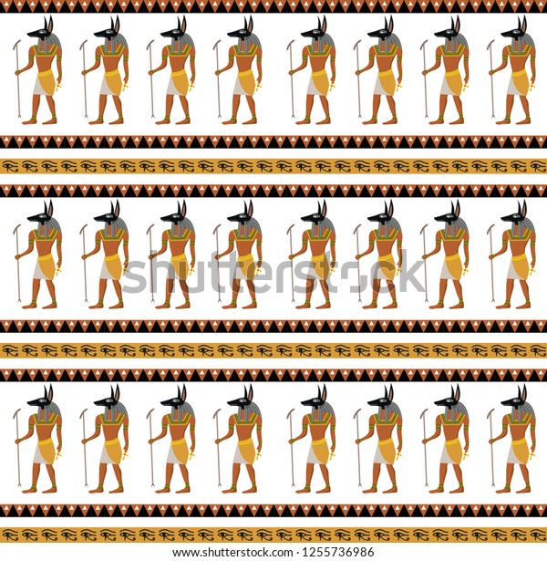 Egyptian Seamless Pattern Tribal Repeating Texture Stock Vector ...