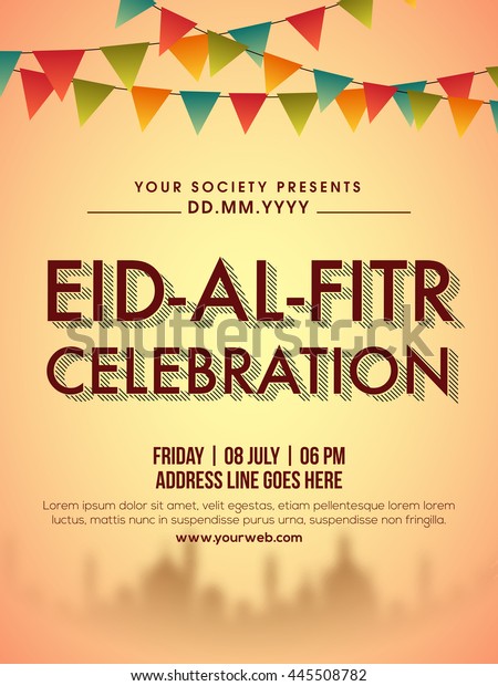 Eidalfitr Celebration Invitation Card Design Decorated Stock Vector ...