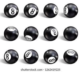 Vektor Stok Eight Ball Set Realistic 8 Ball (Tanpa Royalti) 1265403997 ...