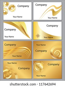 Eight Business Card Designs Using Gold Stock Vector (Royalty Free ...