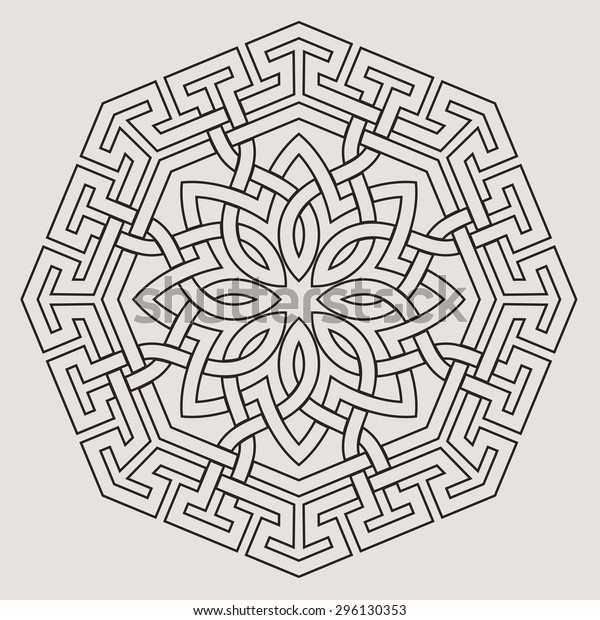 Eight Pointed Circular Abstract Floral Pattern Stock Vector (Royalty ...