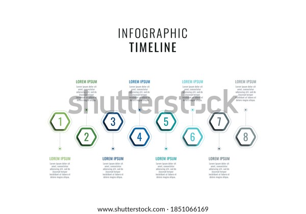Eight Steps Horizontal Timeline Infographic Template Stock Vector ...