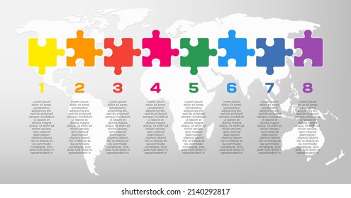 Eight Steps Puzzle Line Infographic Business Stock Vector (Royalty Free ...