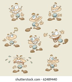 Eight Vector Illustrations Funny Cartoon Character 스톡 벡터(로열티 프리 ...