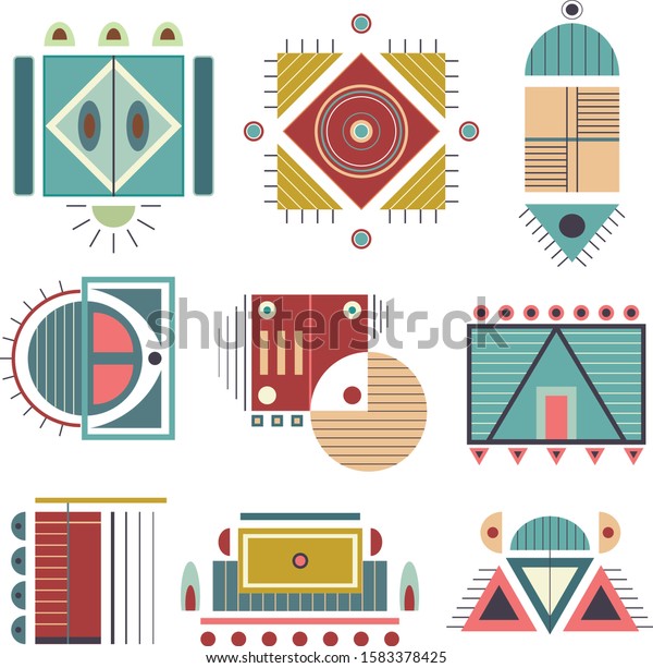 Eight Vector Tribal Icons Geometric Vector Stock Vector (Royalty Free ...