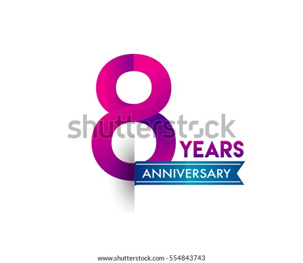 Eight Years Anniversary Celebration Logotype Colorfull Stock Vector ...