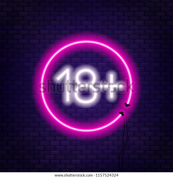 Eighteen Plus Neon Sign On Brick Stock Vector (Royalty Free) 1157524324