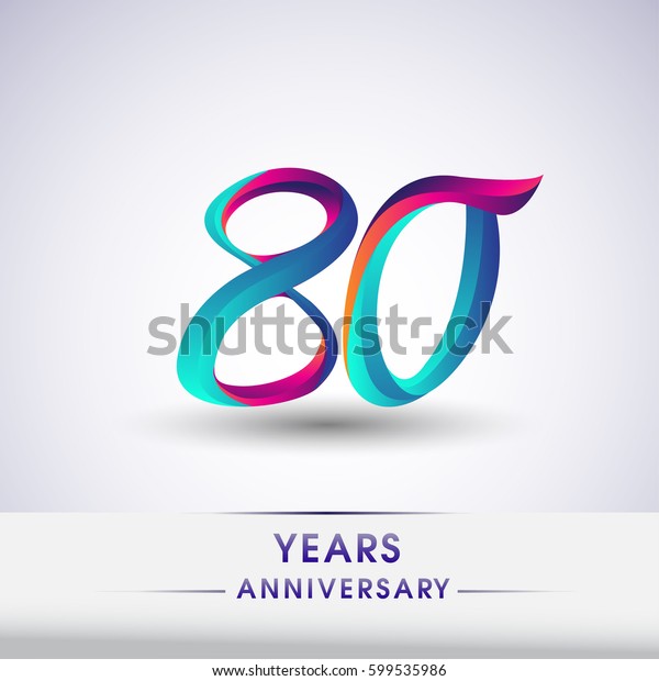 Eighty Years Anniversary Celebration Logotype Blue Stock Vector ...