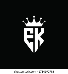EK Logo-Monogramm-Emblem-Stil mit Kronform-Design-Vorlage: Stock ...
