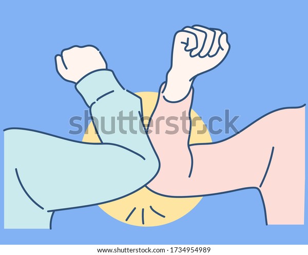 Elbow bump new normal greeting to avoid the spread of Coronavirus ...