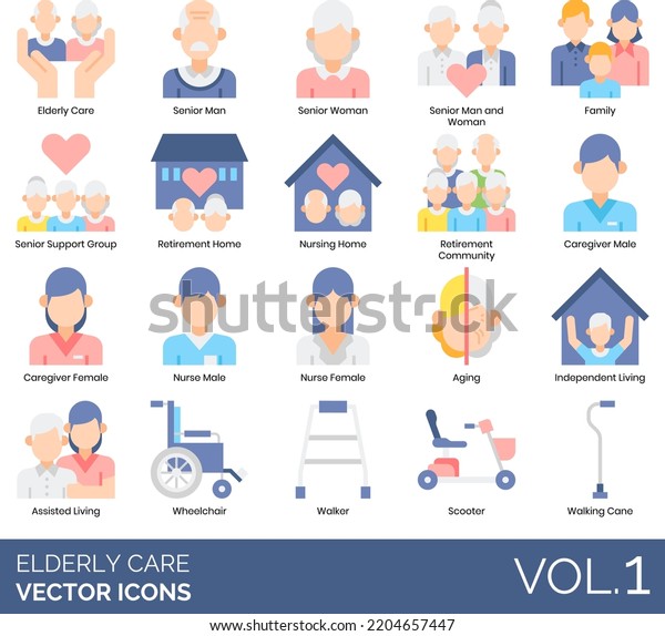 Elderly Care Icons Including Aging Alzheimer Stock Vector (Royalty Free ...
