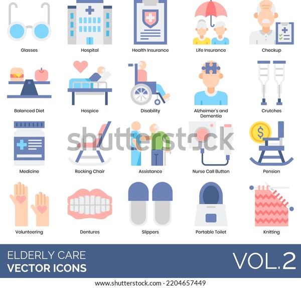 Elderly Care Icons Including Aging Alzheimer Stock Vector (Royalty Free ...