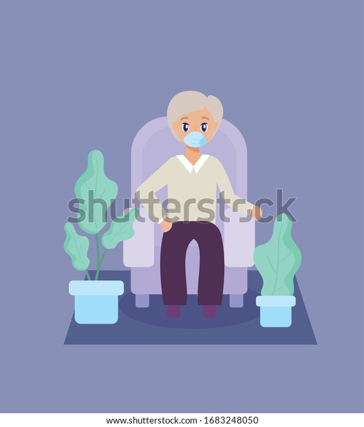 Elderly Care Old Man Sitting On Stock Vector (Royalty Free) 1683248050 ...